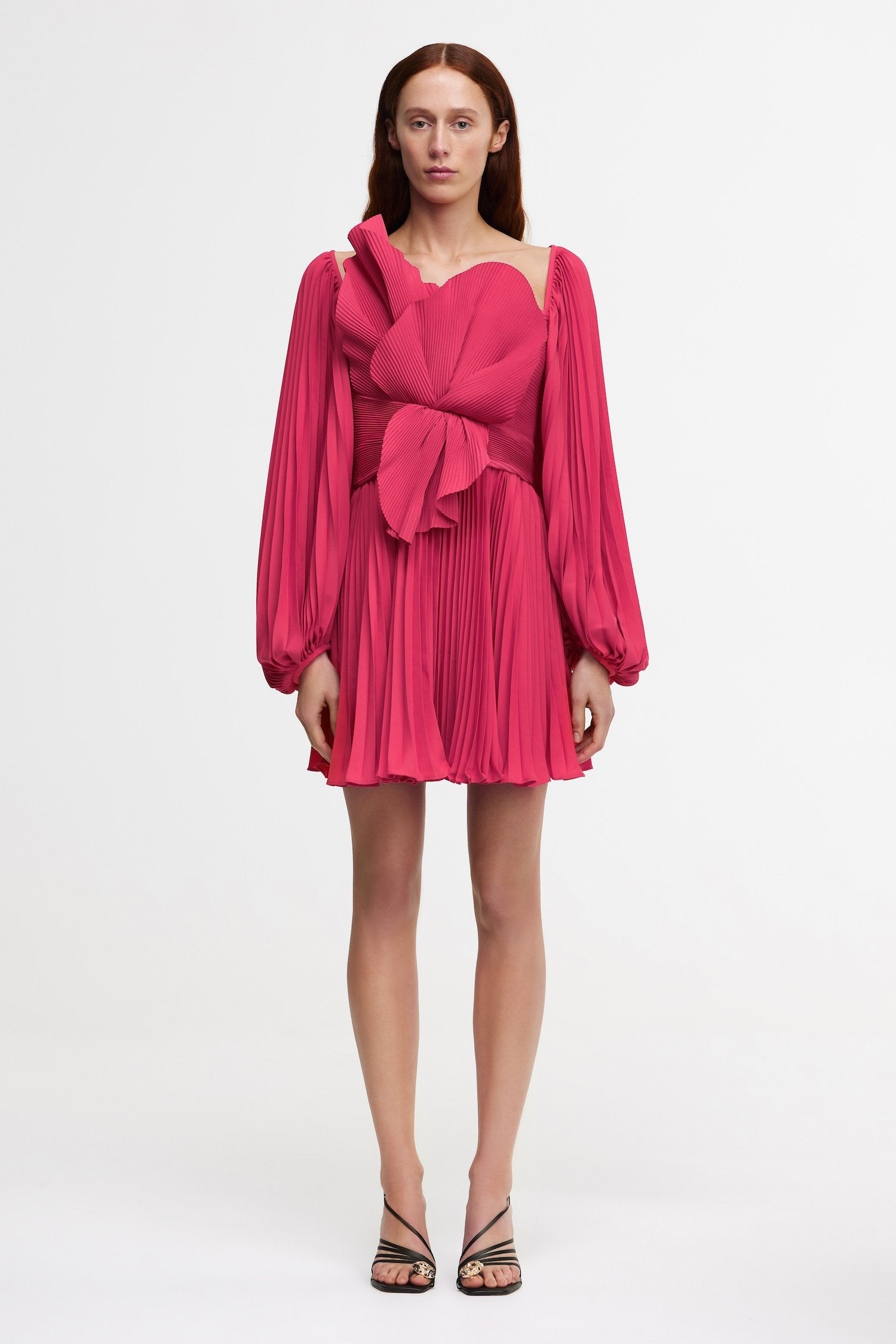 ACLER ACLER ONLINE AU Pleated Mini Dress with Bow Detail